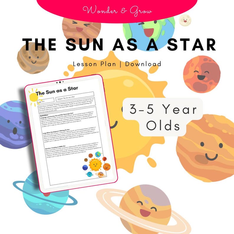 The Sun as a Star Lesson Plan for 3-5 Year Olds PDF - Etsy