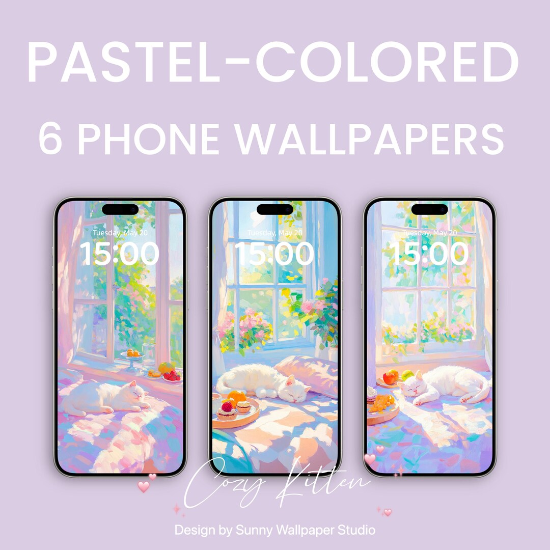 Pastel Kitten Phone Wallpaper, Cozy Lock Screen (digital Download) - Etsy