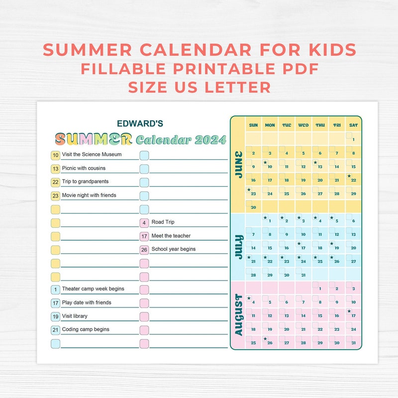 Summer Calendar - Etsy