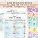 Editable Kids Rewards Bucks With Chore Chart, Editable Play Money ...
