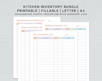 Printable Kitchen Inventory Planner Template Bundle, Pantry, Freezer ...