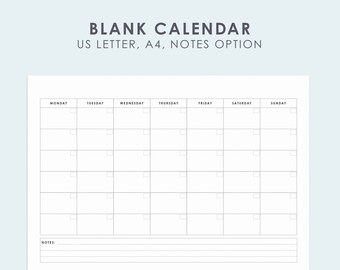 Blank Sunday Start Fillable Calander - Etsy