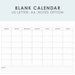 Blank Monthly Calendar With Notes, Fillable Printable PDF Calendar ...
