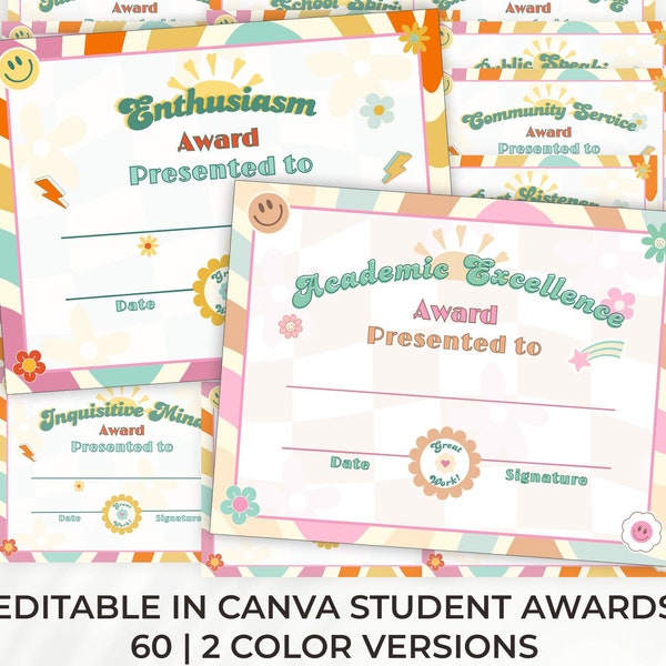 Editable Retro Meet the Teacher Canva Template, Groovy Back to School ...