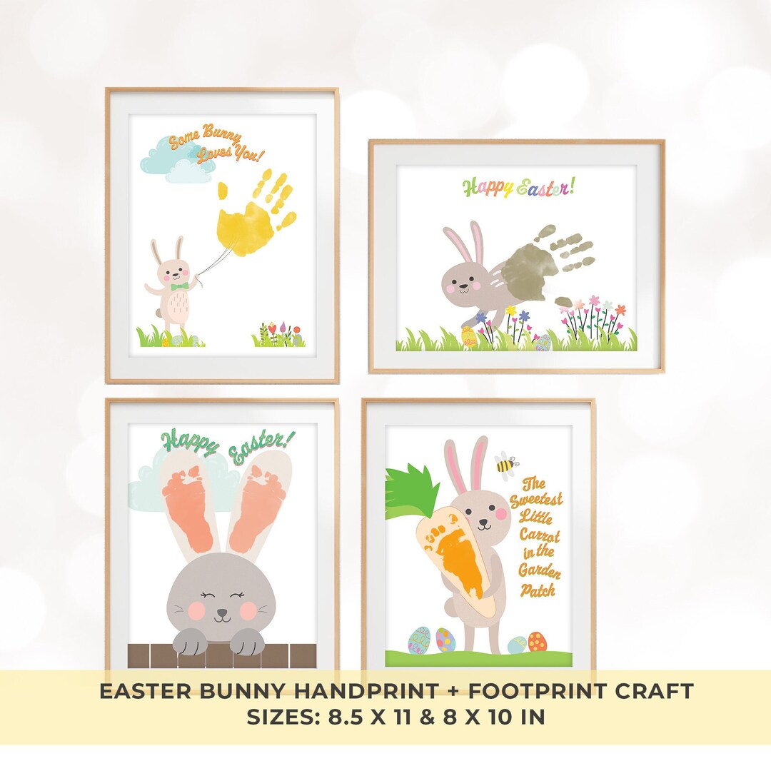 Easter Bunny Handprint Footprint Art, Happy Easter Baby and Toddler ...