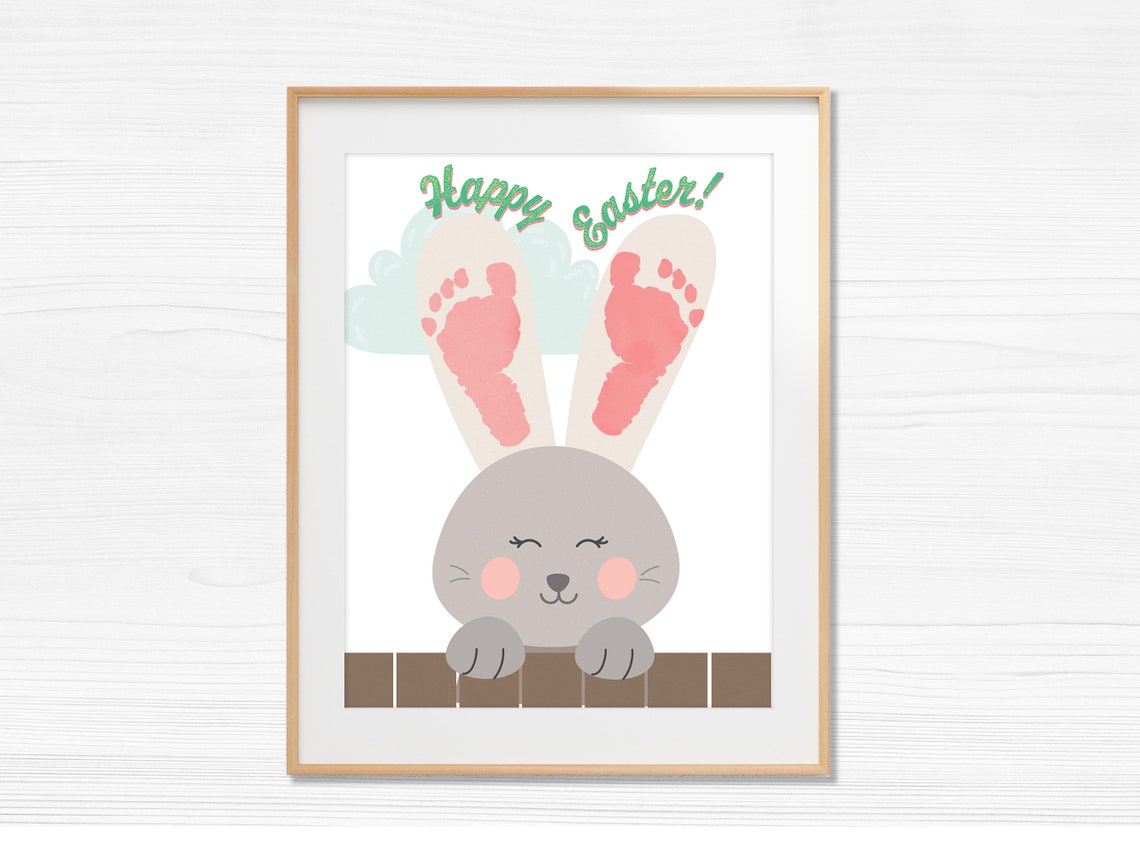 Easter Bunny Handprint Footprint Art, Happy Easter Baby and Toddler ...
