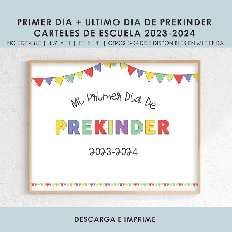 First Day of Pre-k Printable School Sign in Spanish - Etsy
