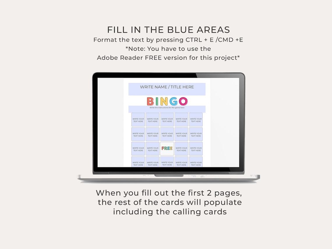 25 Fillable Bingo Cards, Type Your Own Text Bingo Card Template ...