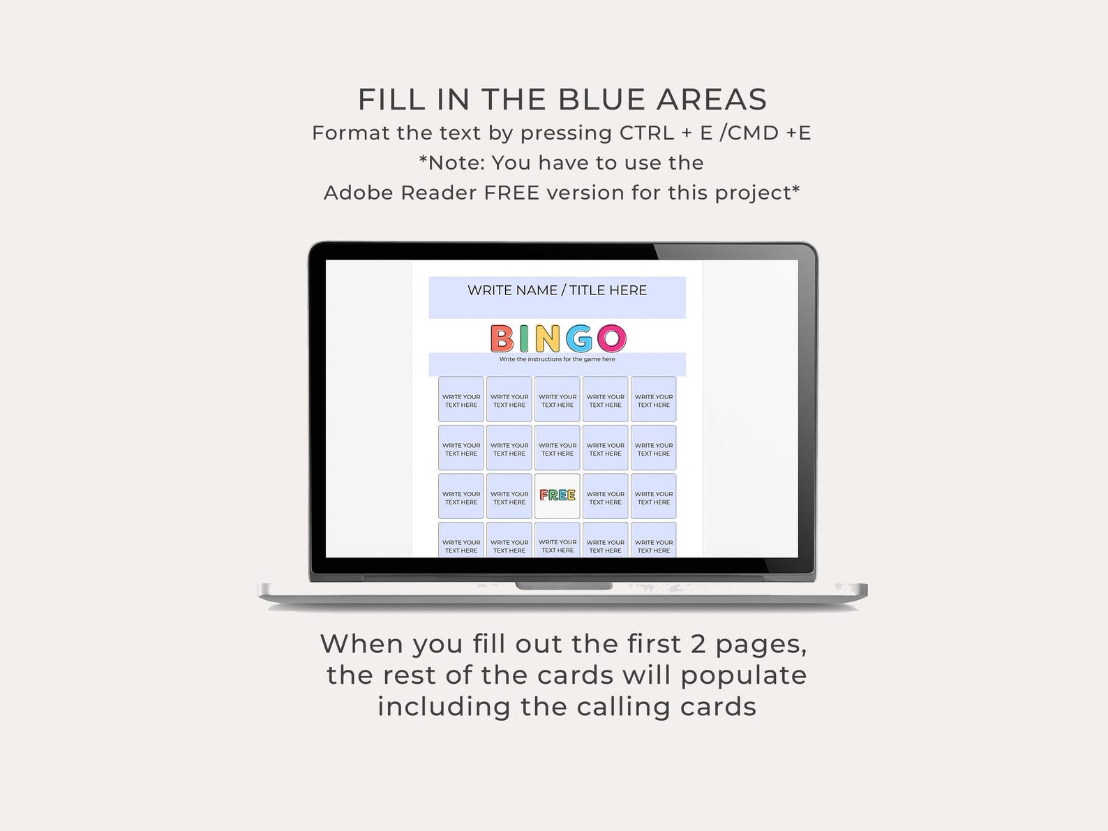 25 Fillable Bingo Cards, Type Your Own Text Bingo Card Template ...