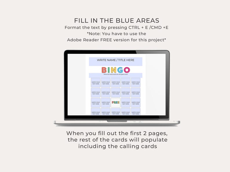 25 Fillable Bingo Cards, Type Your Own Text Bingo Card Template ...