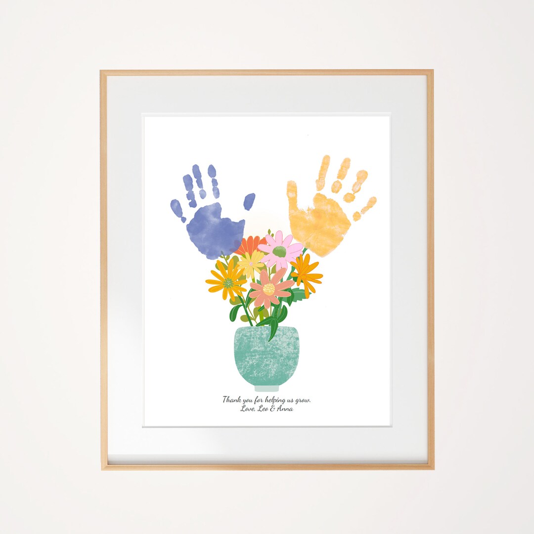 Flower Handprint Art With Editable Message, Mother's Day Keepsake Gift ...