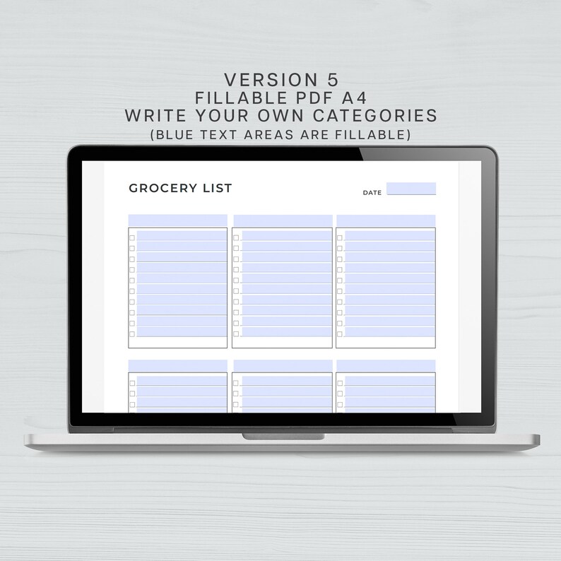 Customizable Grocery List Bundle, Food Shopping List Template, Fillable ...