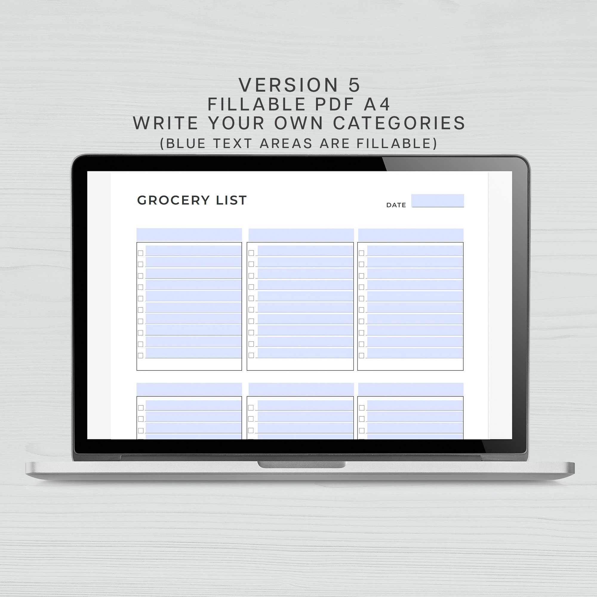 Customizable Grocery List Bundle, Food Shopping List Template, Fillable ...