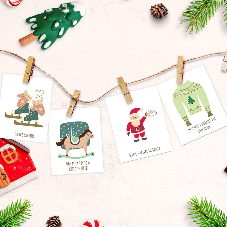 30 Christmas Advent Calendar Activity Cards for Kids, Printable Advent ...