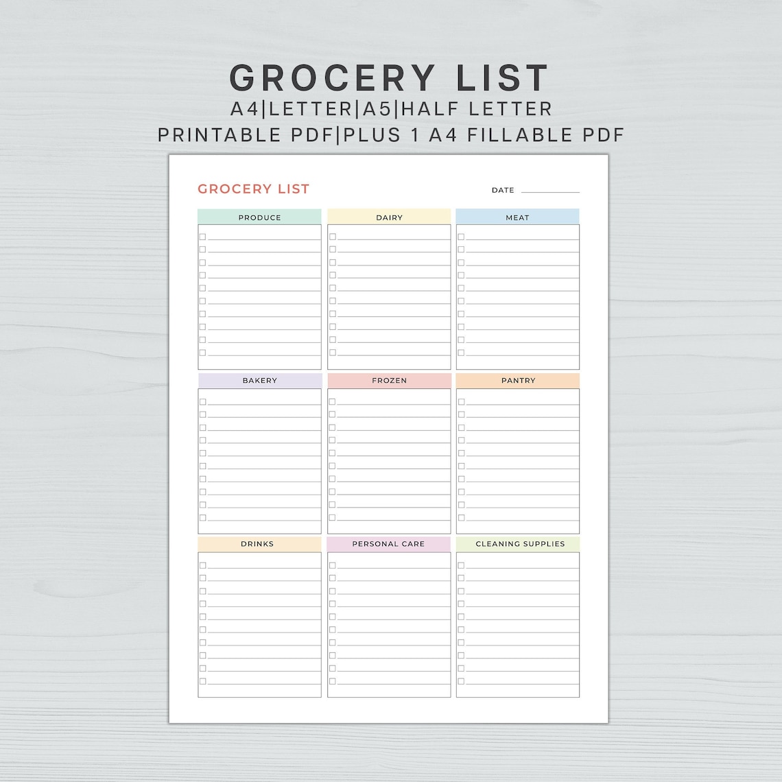 Customizable Grocery List Bundle, Food Shopping List Template, Fillable ...
