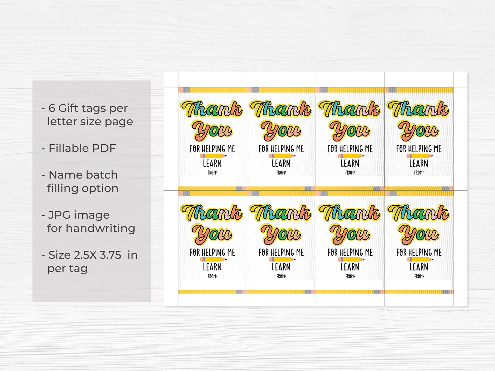 Printable Teacher Appreciation Gift Tag: Fillable Thank You Card ...