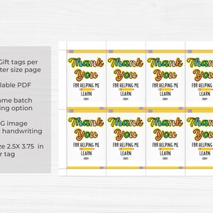 Printable Teacher Appreciation Gift Tag: Fillable Thank You Card ...