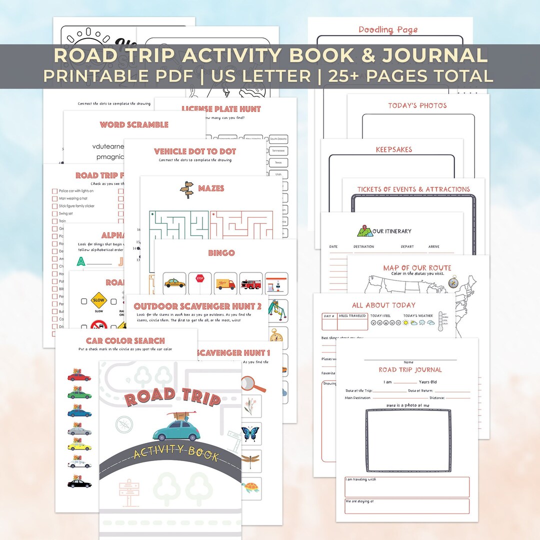 Printable Road Trip Activity Book for Kids, Family Road Trip Games ...