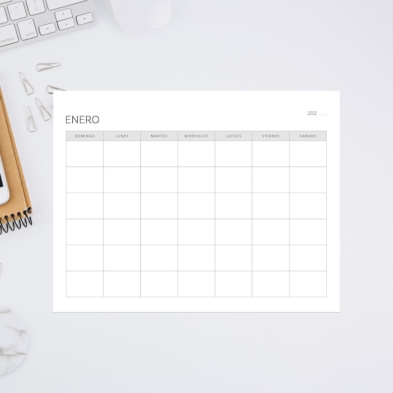 Blank Monthly Calendar in Spanish, Monthly Planner in Spanish ...