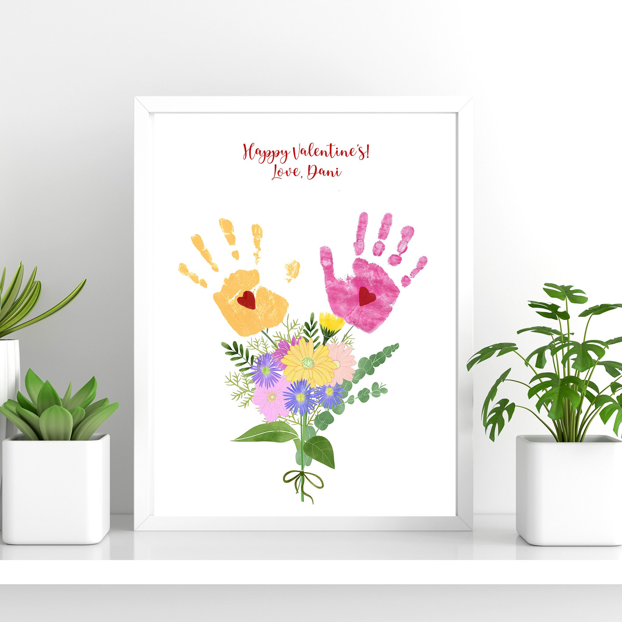 Flower Handprint Art With Customizable Dedication, Gift From Grandkids ...