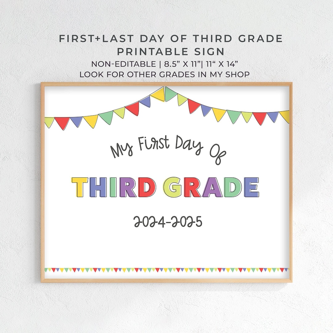 Third Grade School Sign Printable, Non-editable Back to School Sign ...