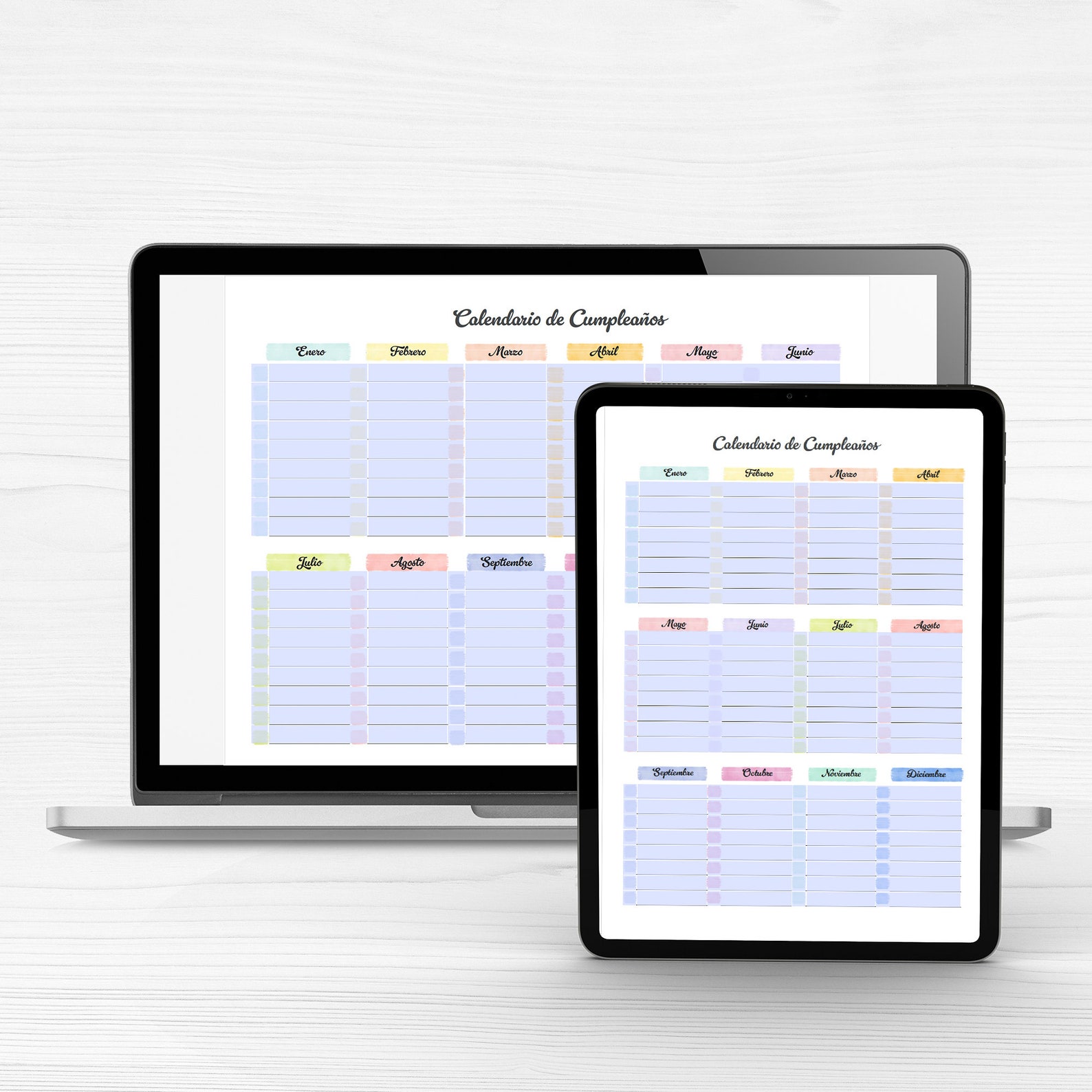 Spanish Birthday Calendar Template: Printable Birthday Reminder (PDF ...