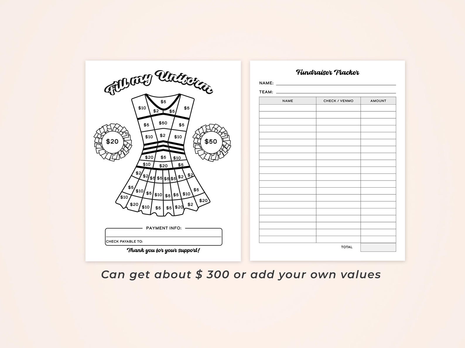 Cheer Fundraiser Flyer: Fill My Uniform, Editable PDF Template (digital ...