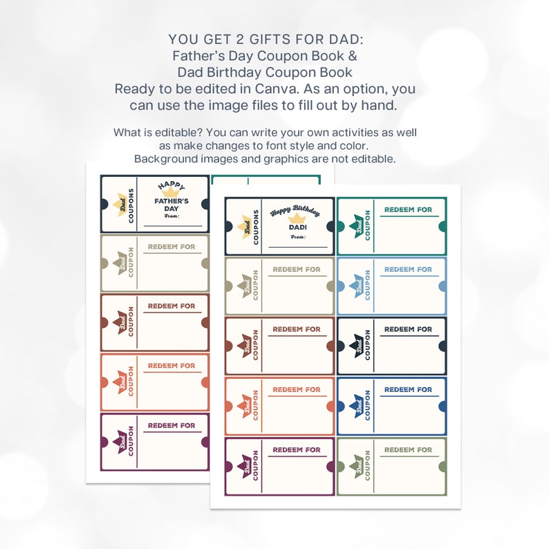 Father's Day Coupon Book, Dad Coupons Canva Template, Printable Gift ...