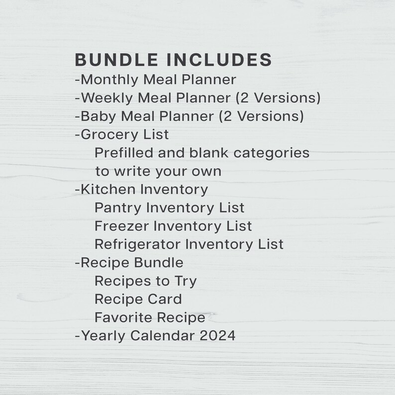 Meal Plan Template Bundle, Recipe Card, Grocery List, Weekly Meal Plan ...