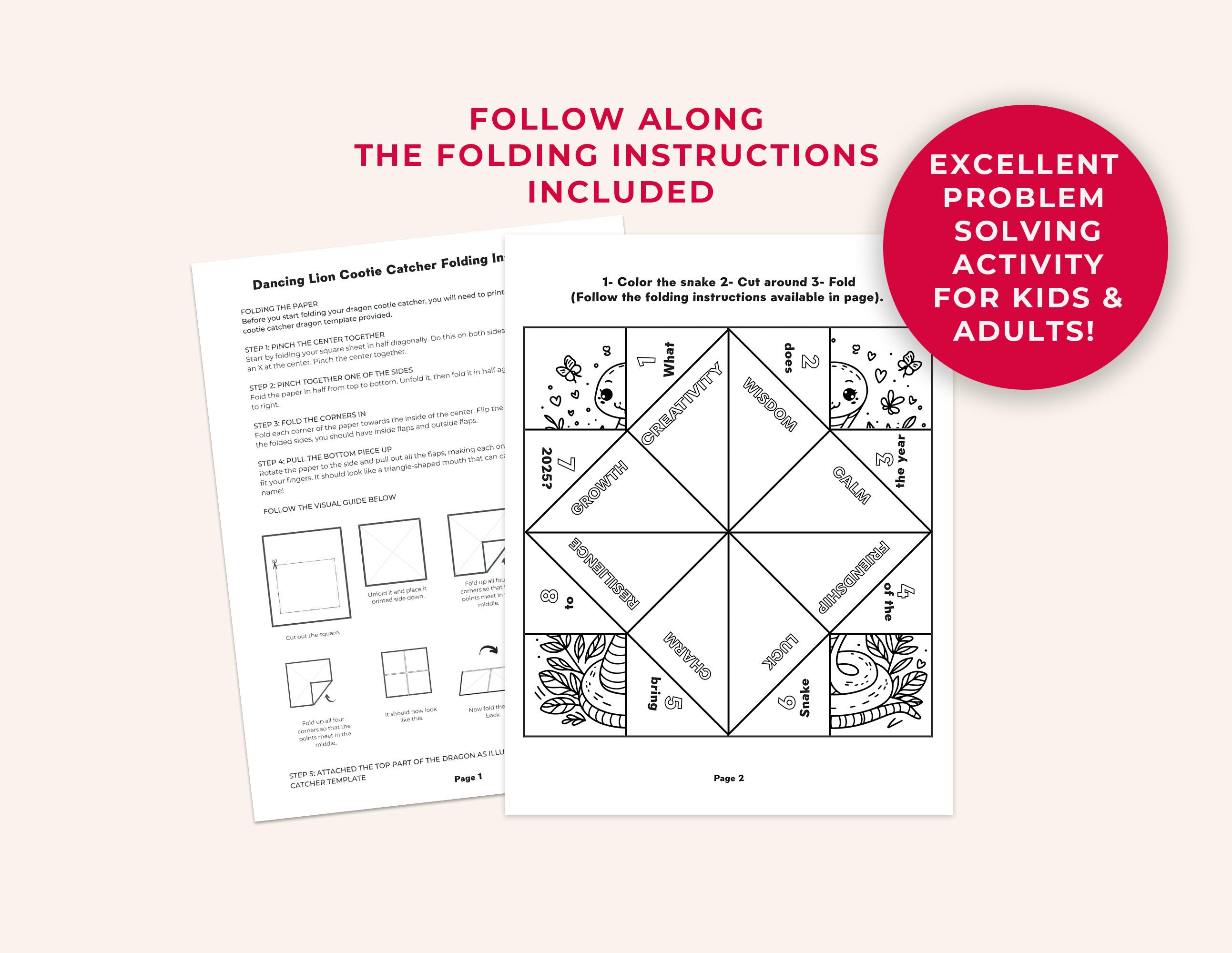 Lunar New Year Snake Cootie Catcher, Chinese New Year Craft, Year of ...