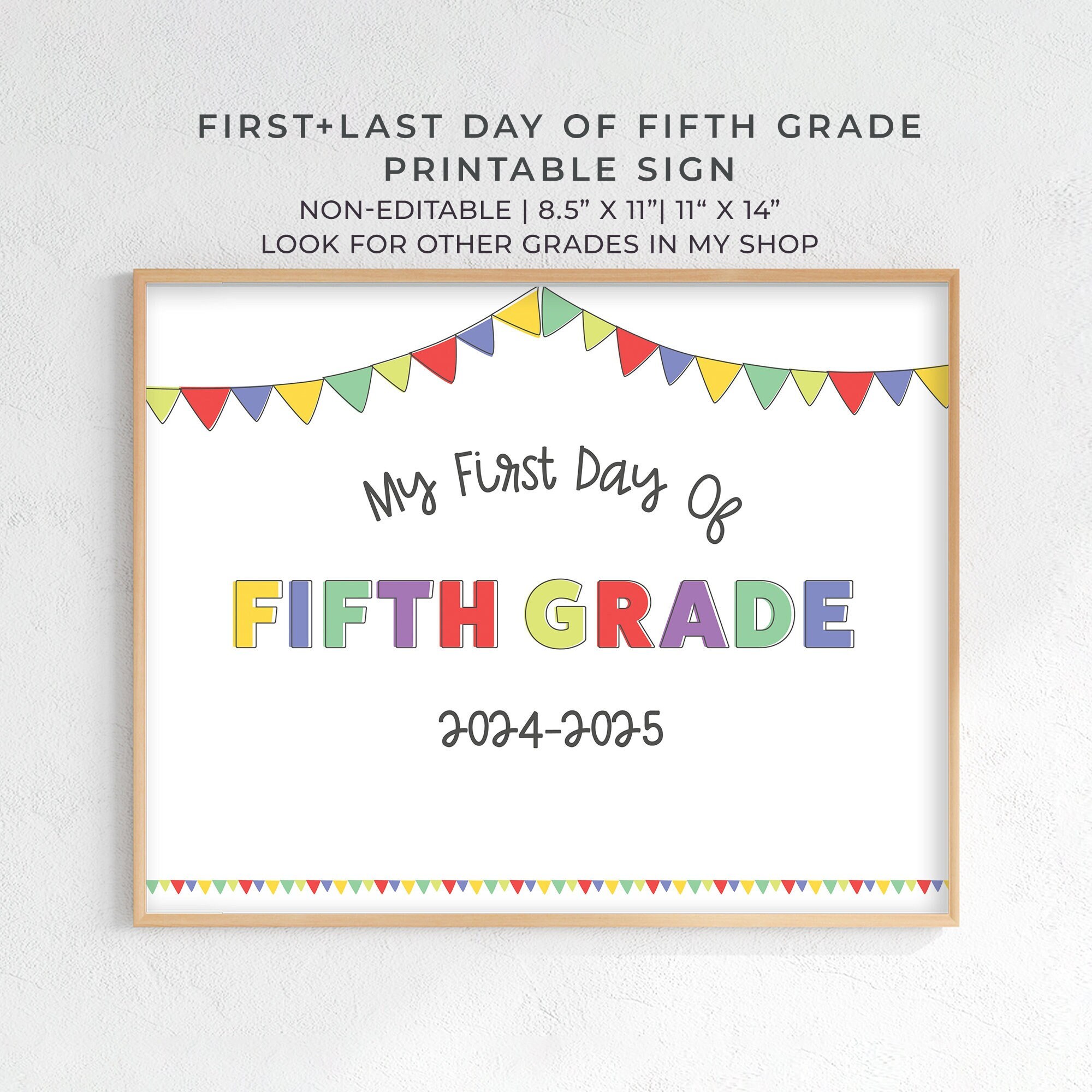 Fifth Grade School Sign Printable, Non-editable Back to School Sign ...