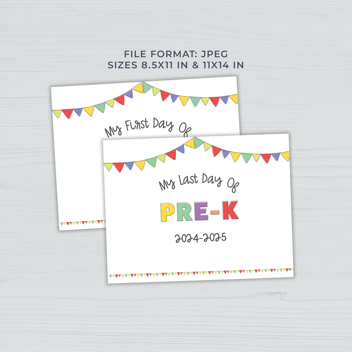 First Day of Pre-k Sign Printable, Last Day of Pre-k Sign, Non-editable ...