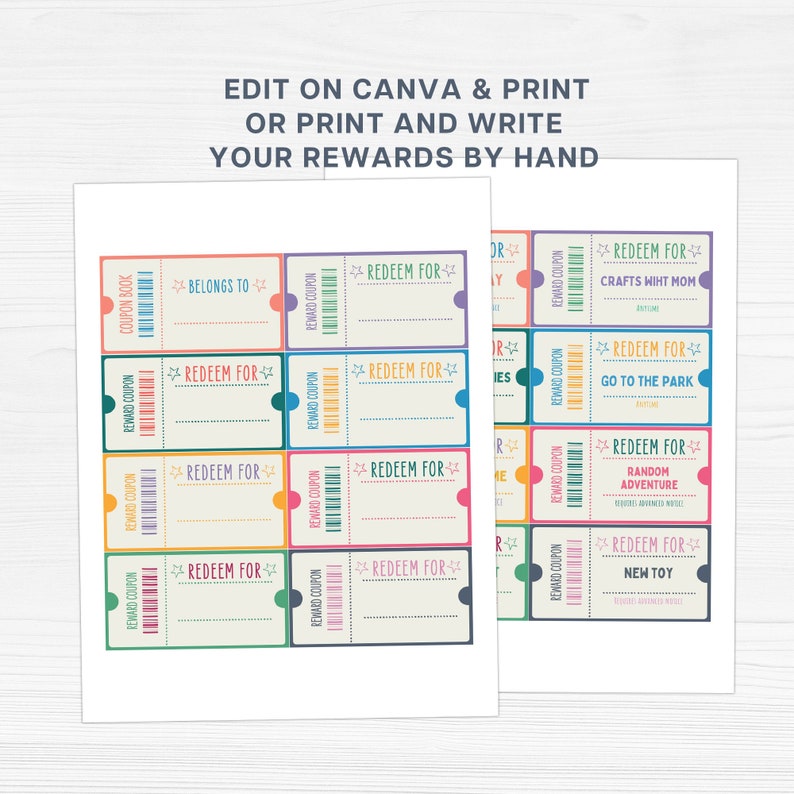 Printable Kids Coupons, Editable Coupon Book, Kids Reward Coupon, Kids ...