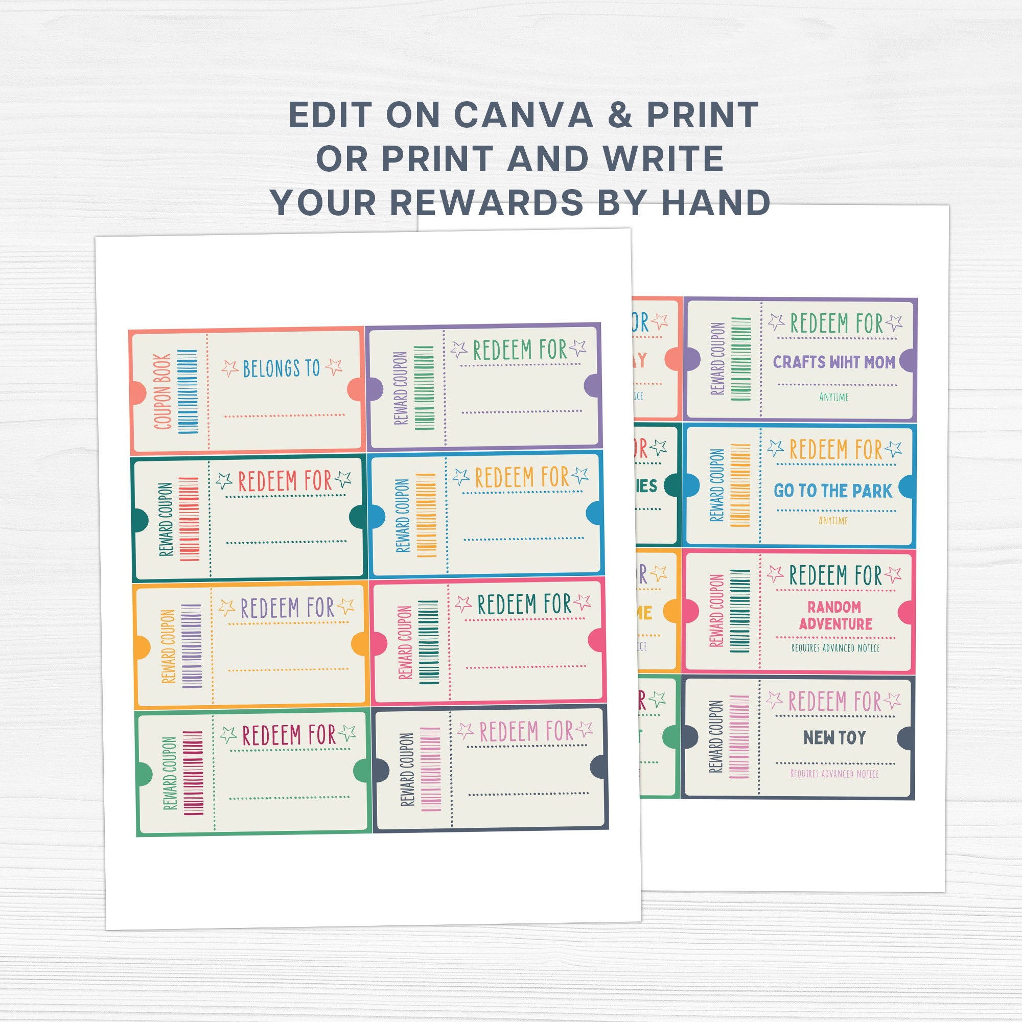 Printable Kids Coupons, Editable Coupon Book, Kids Reward Coupon, Kids ...