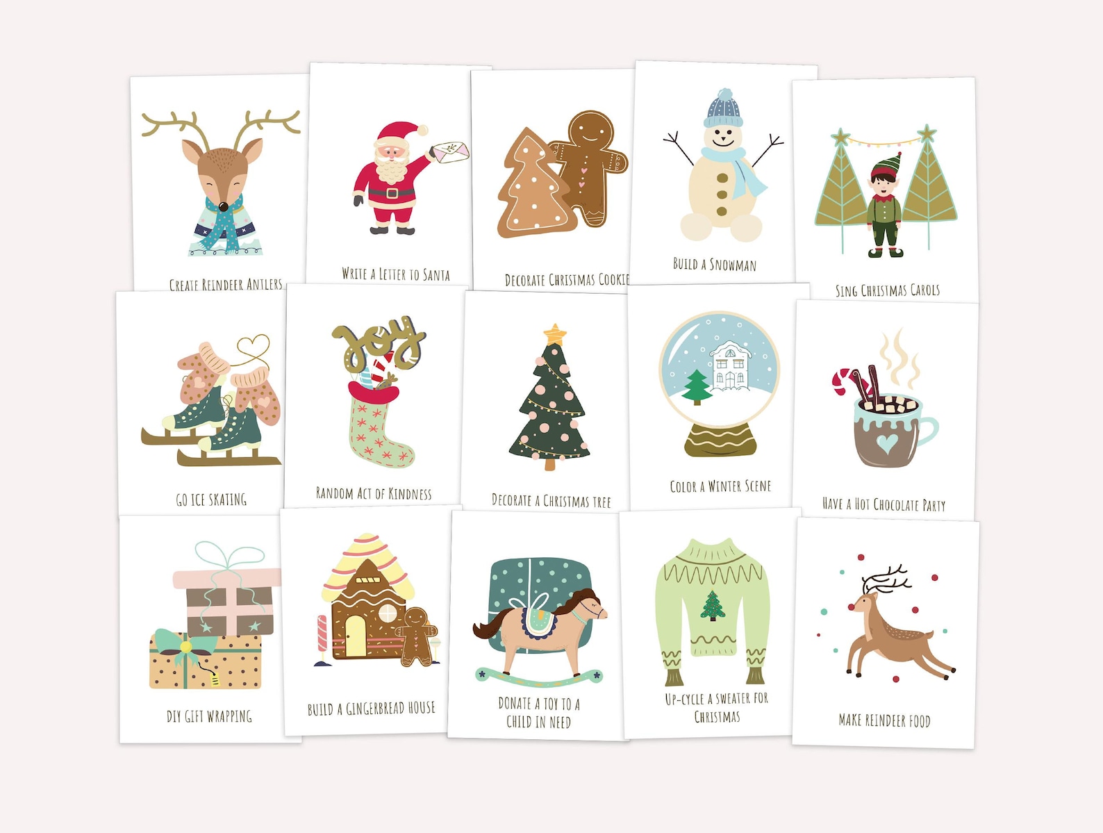 30 Christmas Advent Calendar Activity Cards for Kids, Printable Advent ...