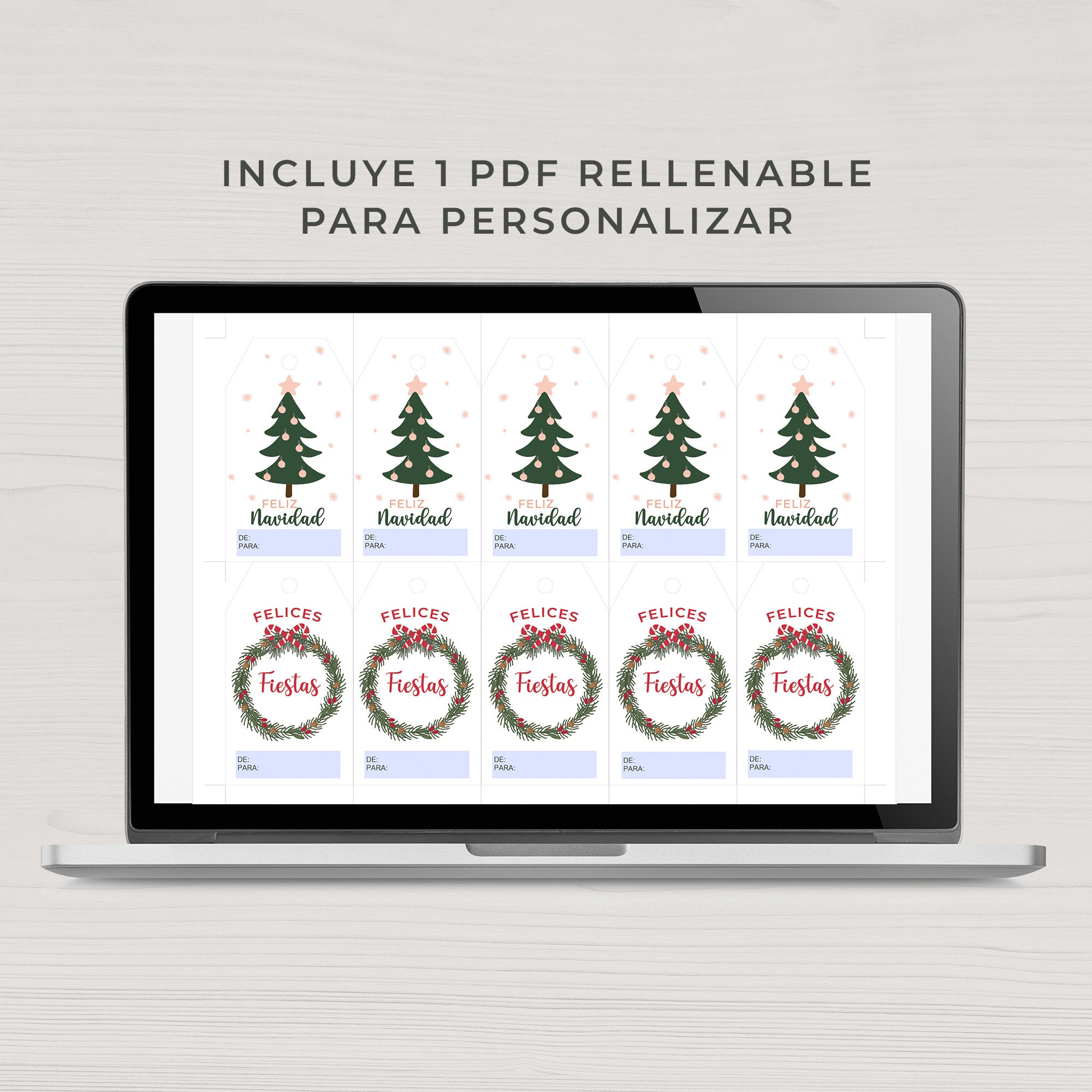 Feliz Navidad Gift Tag Printable, Felices Fiestas Gift Tag, Fillable ...