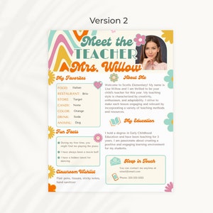 Retro Meet the Teacher Template: Groovy Classroom Flyer (canva Editable ...