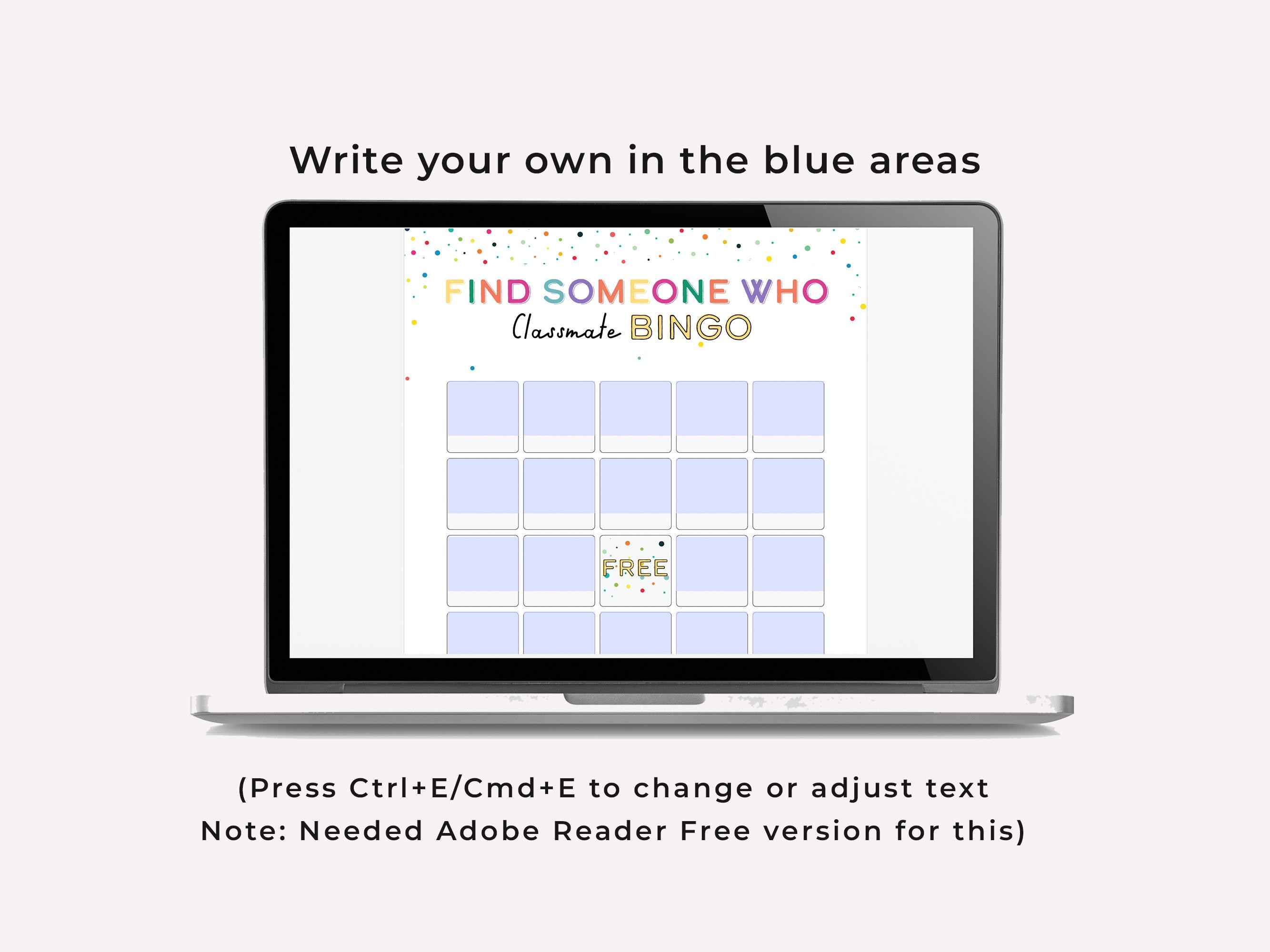 Back to School Bingo Printable, Fillable First Day of School Bingo ...