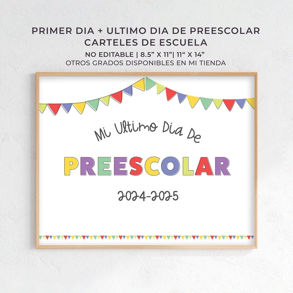 First Day of Preschool Sign in Spanish Printable, Non-editable Back to ...