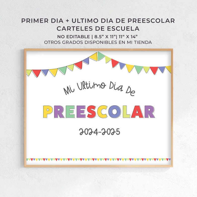 First Day of Preschool Sign in Spanish Printable, Non-editable Back to ...
