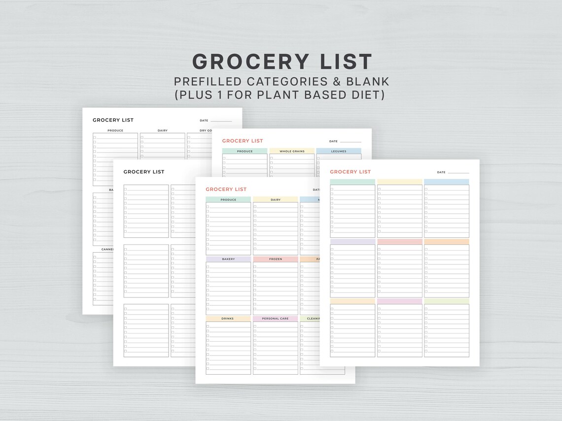 Meal Plan Template Bundle, Recipe Card, Grocery List, Weekly Meal Plan ...