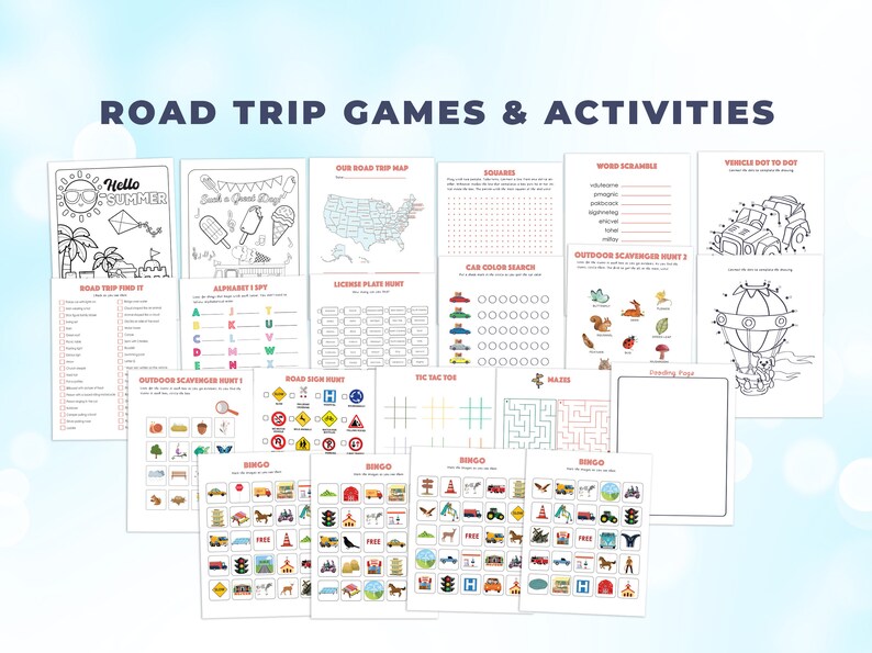 Printable Road Trip Activity Book for Kids, Family Road Trip Games ...