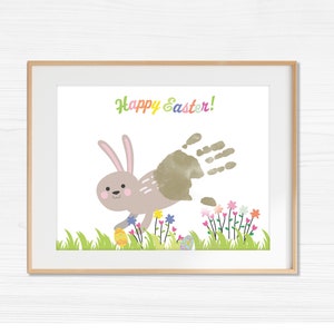Easter Bunny Handprint Footprint Art, Happy Easter Baby and Toddler ...