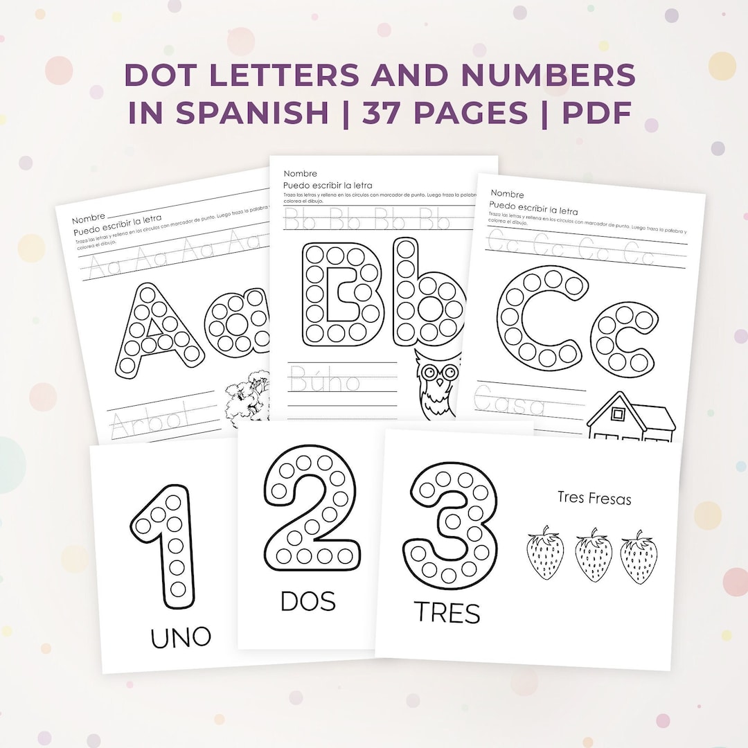Spanish Dot Marker A-Z & Numbers Activity: Preschool Printable (PDF) - Etsy