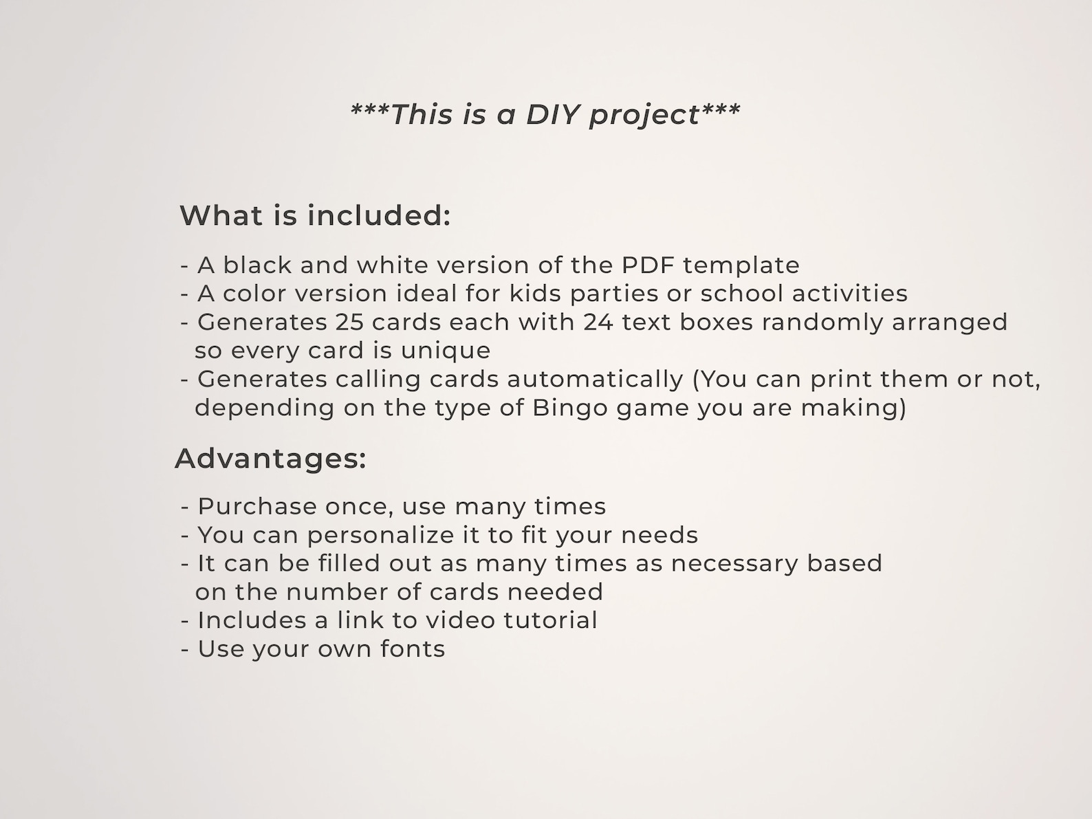 25 Fillable Bingo Cards, Type Your Own Text Bingo Card Template ...