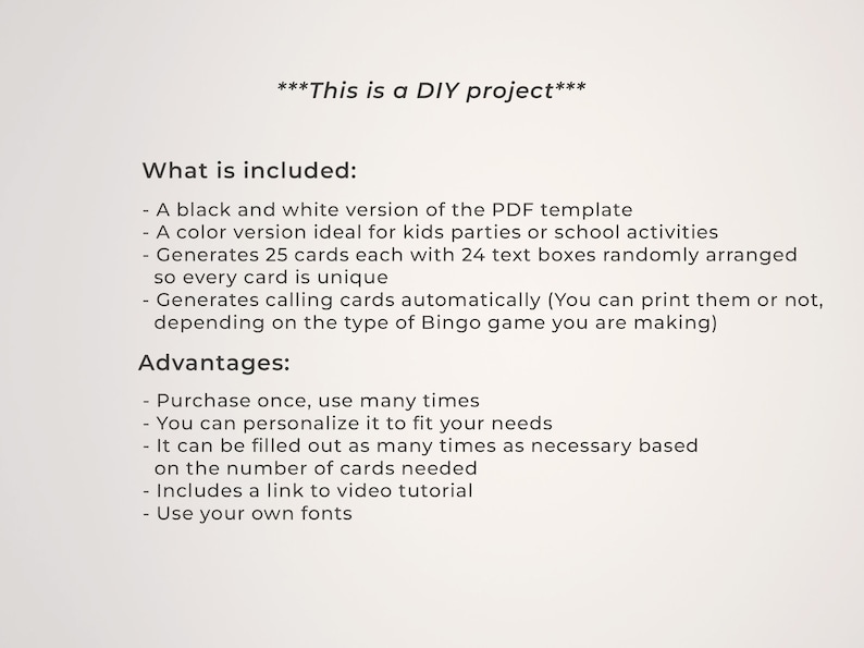 25 Fillable Bingo Cards, Type Your Own Text Bingo Card Template ...