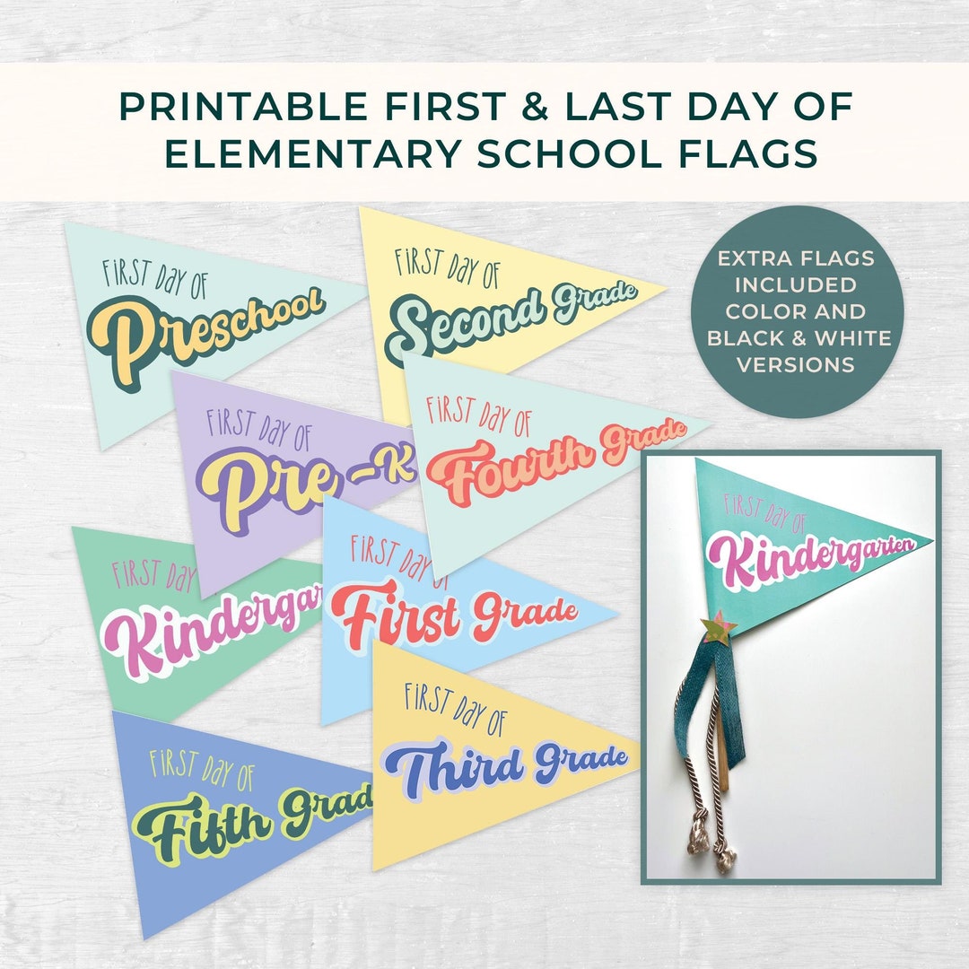 Elementary School Pennant Flags: First & Last Day Photo Prop (PDF) - Etsy