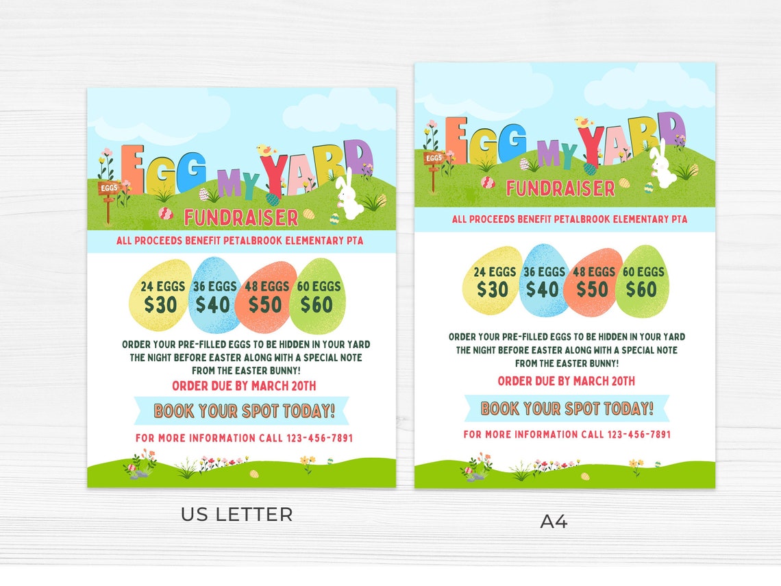 Egg My Yard Fundraiser Flyer Template, Canva Editable Easter Fundraiser ...