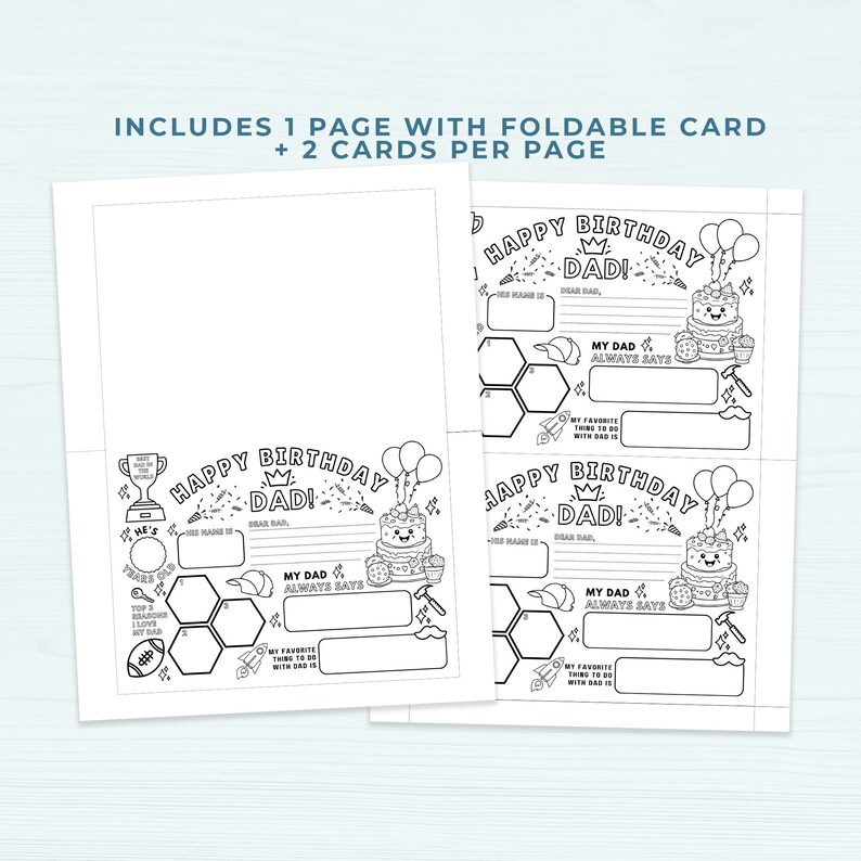 Happy Birthday Dad Coloring Card: DIY Printable Gift (PDF) - Etsy
