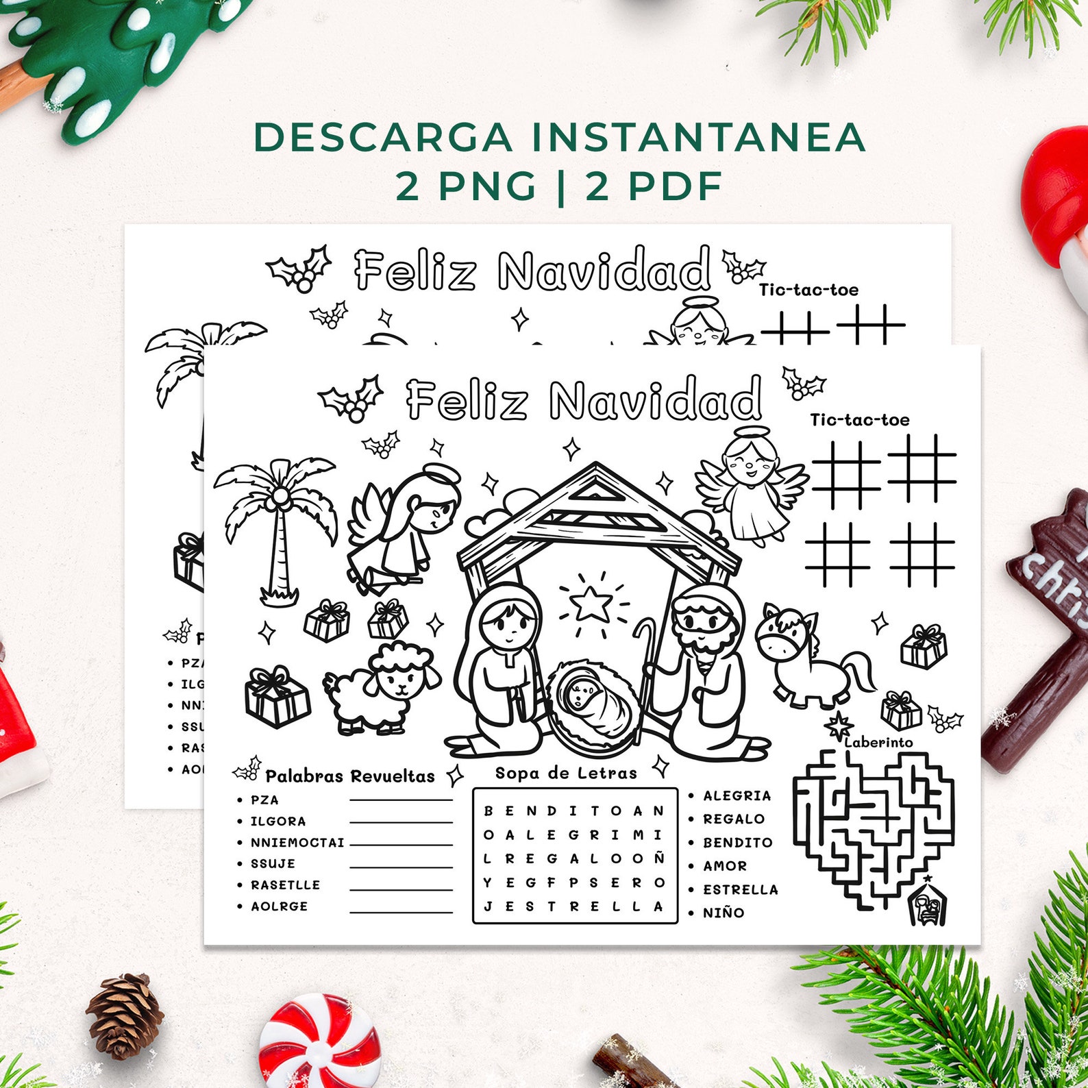 Mantel Individual Para Colorear, Feliz Navidad Coloring Placemat ...